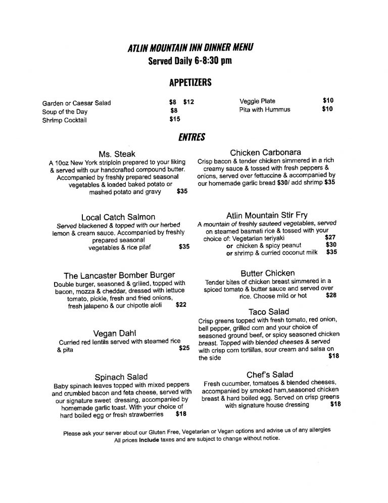 Atlin's premier hotel, restaurant and bar